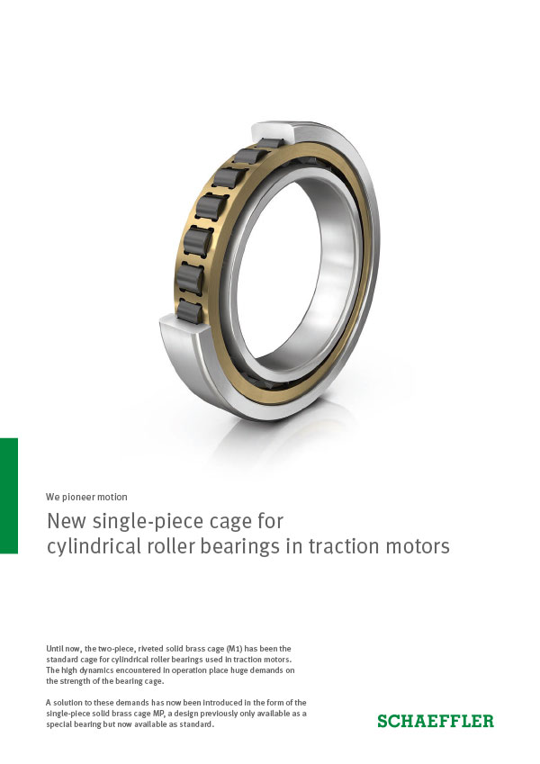New single-piece cage for cylindrical roller bearings in traction ...