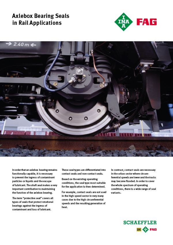 Axlebox Bearing Seals in Rail Applications | Schaeffler Industrial Drives