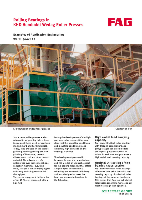 Rolling Bearings in KHD Humboldt Wedag Roller Presses | Schaeffler ...